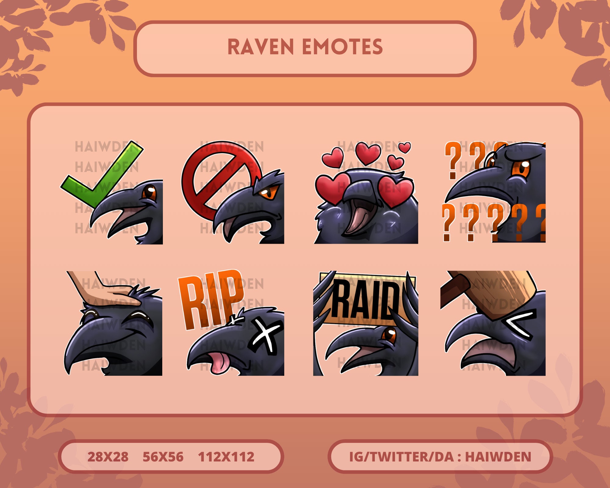 16 Raven Emotes for Twitch, Discord, Youtube - Cute, Birds, Animals - Etsy