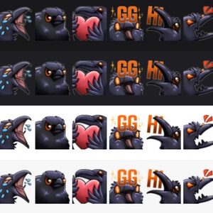 Raven Emotes for Twitch, Discord, Youtube - Cute, Birds, Animals - Etsy