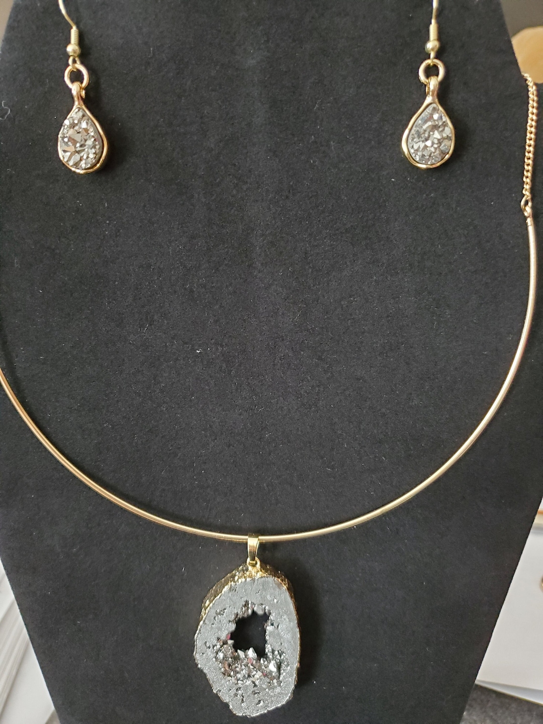 Grey Stone Jewelry Set - Etsy