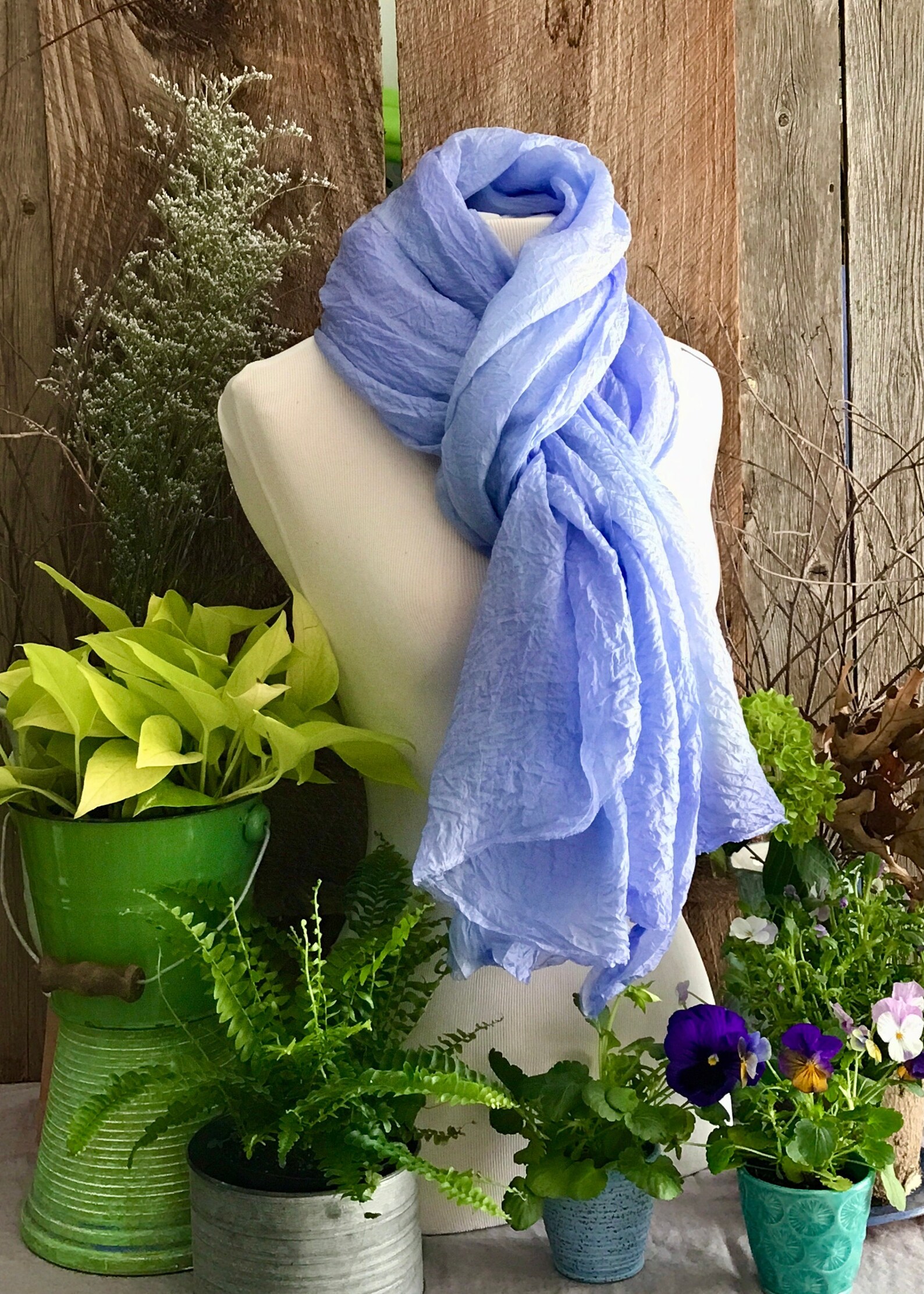 Scarf, Light Weight, Periwinkle, Handmade, Hand Dyed Silk Scarf, Light ...