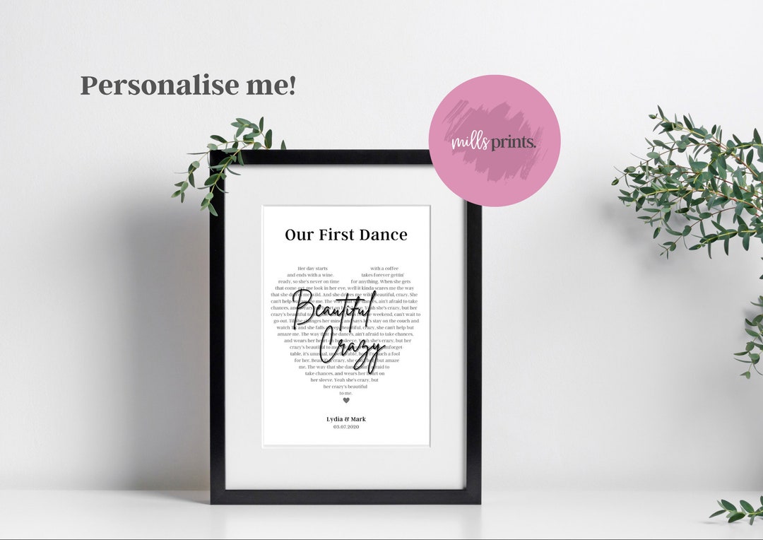 Our First Dance Print | Personalised Wedding Anniversary Gift | A4 ...