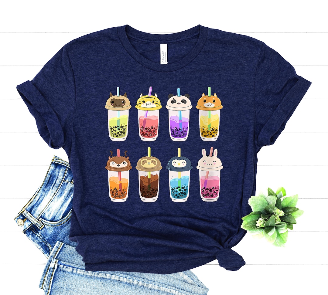 Boba Drinks T-shirt - Bubble Tea Apparel - Kawaii Drinks Outfit ...