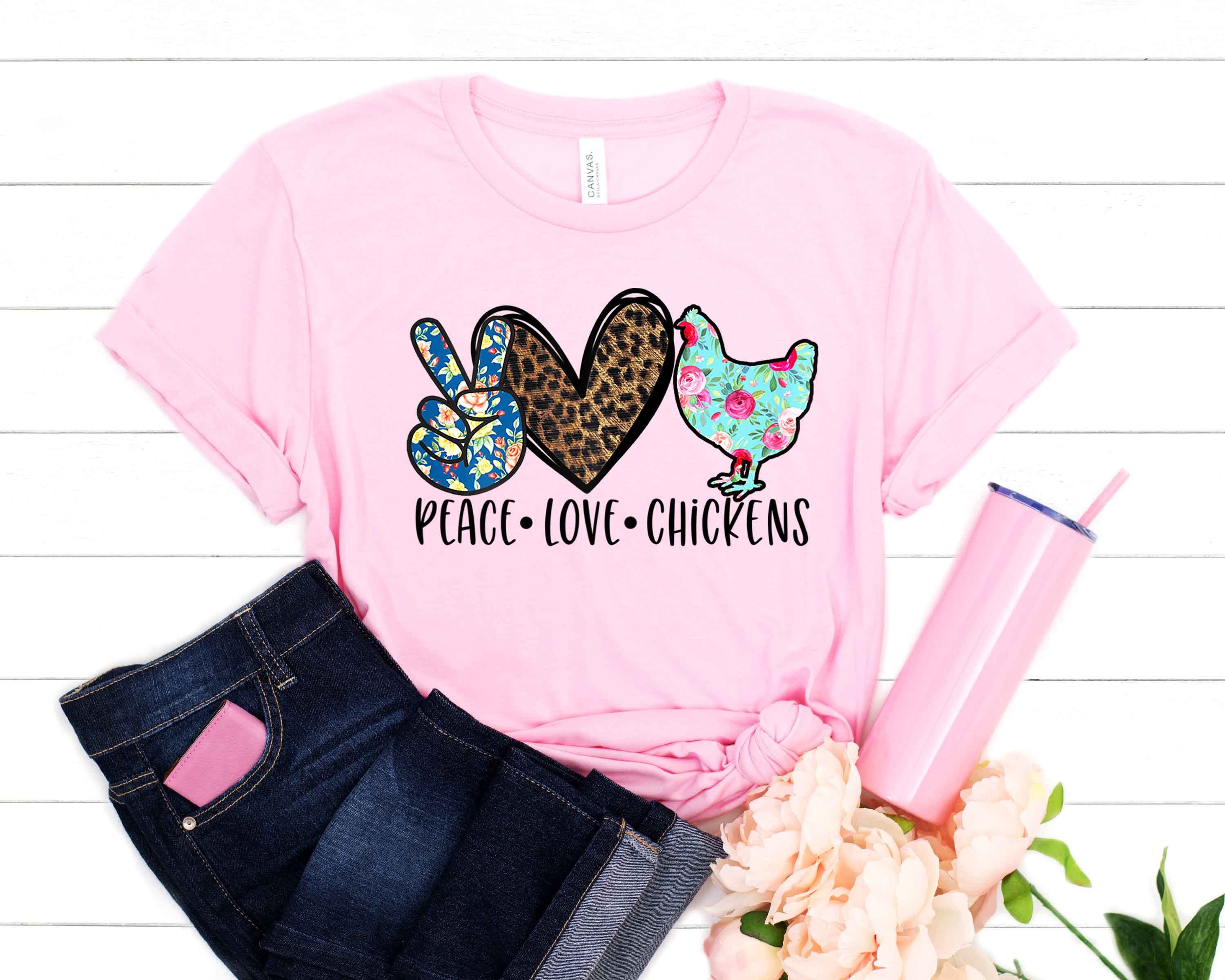 Peace Love Chickens Shirt Chicken Lover Apparel Chicken | Etsy