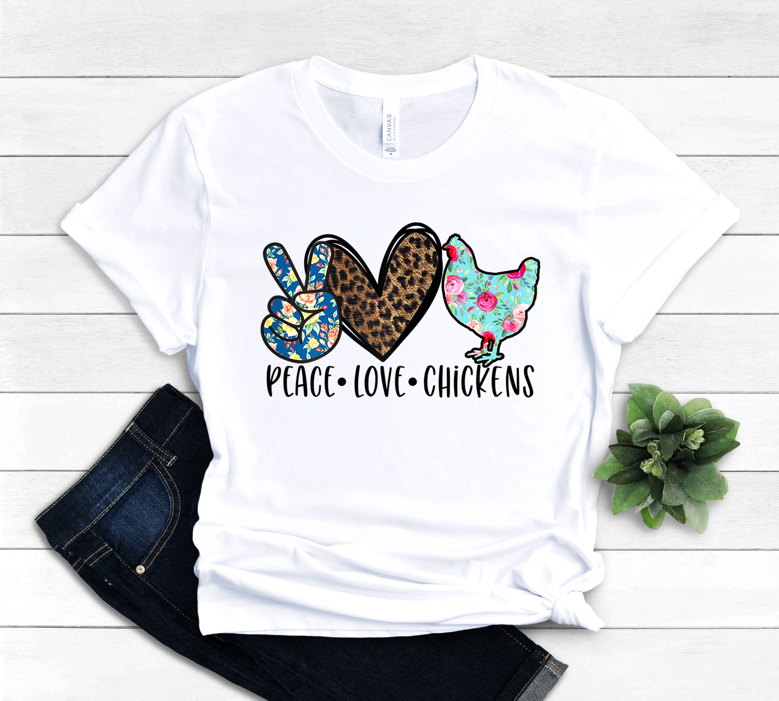 Peace Love Chickens Shirt - Chicken Lover Apparel - Chicken Mama Outfit ...