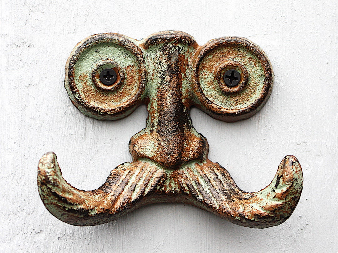 Wall Hook Beard Face Made of Cast Iron Double Hook Beard Mustache Hook ...