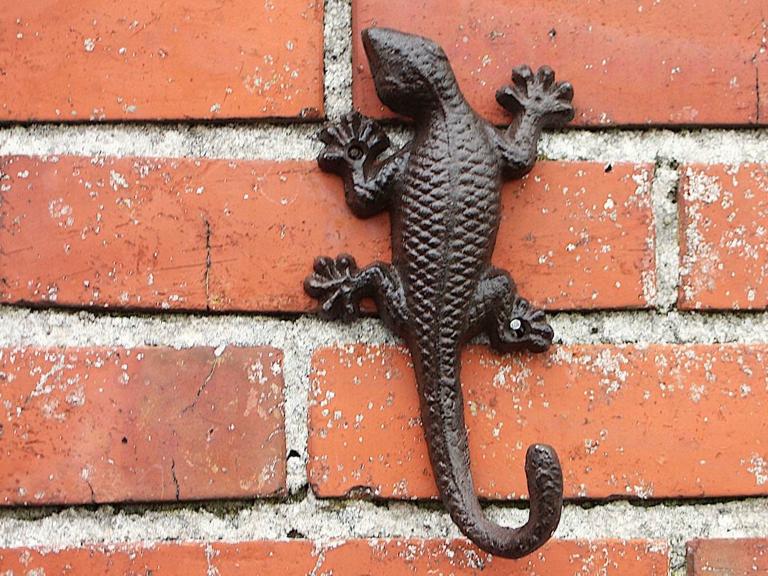 Hook Gecko Cast Iron Antique Brown Wall Hook Lizard - Etsy