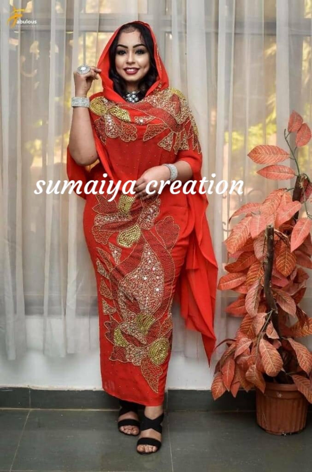 Sudanese Thoub Orange Color Sudanese Saree Dress African Wedding Dress ...