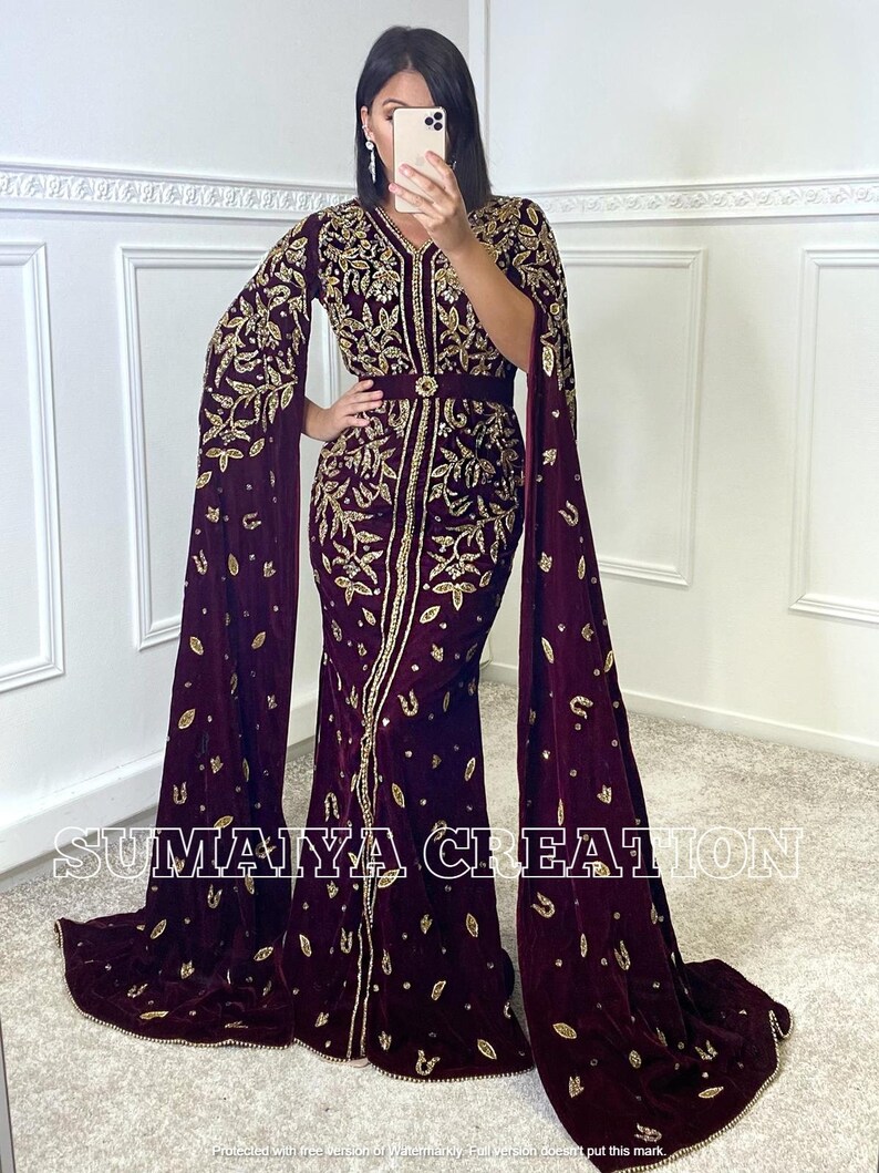 Beautiful Burgundy Vip Luxurious Royal Moroccan Dubai Kaftan - Etsy