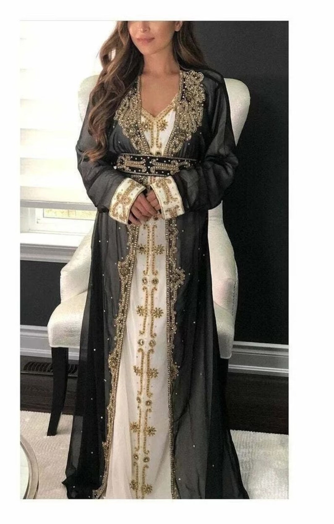 Dubai Moroccan Kaftan Arabic Abaya Maxi Hand Beaded Caftan Farasha ...