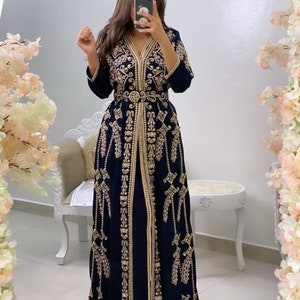 Royal Moroccan Dubai Kaftan Arabic Abaya Maxi Hand Beaded Caftan ...