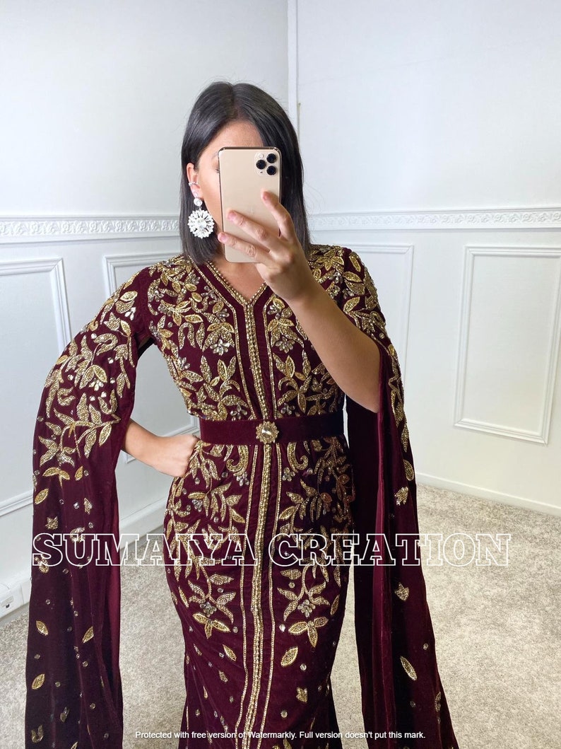 Beautiful Burgundy Vip Luxurious Royal Moroccan Dubai Kaftan - Etsy