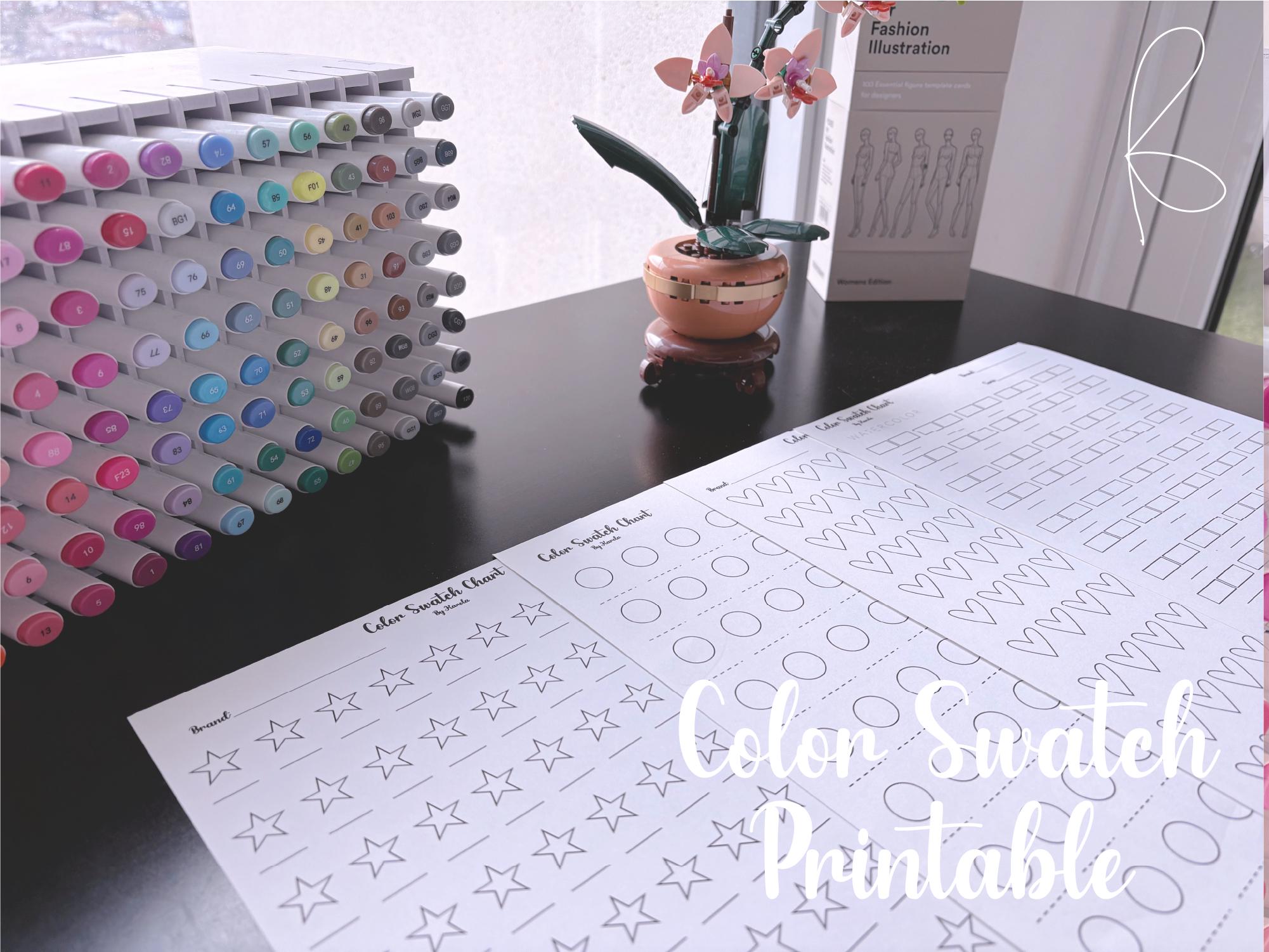 Printable Color Swatch Chart Cards: Alcohol Marker & Watercolor (PDF ...