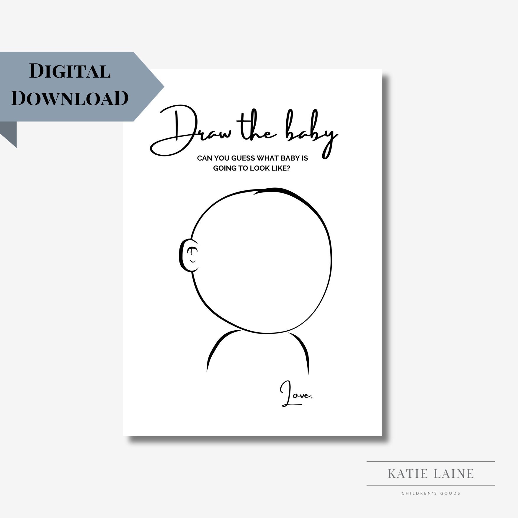 Draw the Baby, Baby Shower Games, Draw Baby, Instant Download, Funny ...