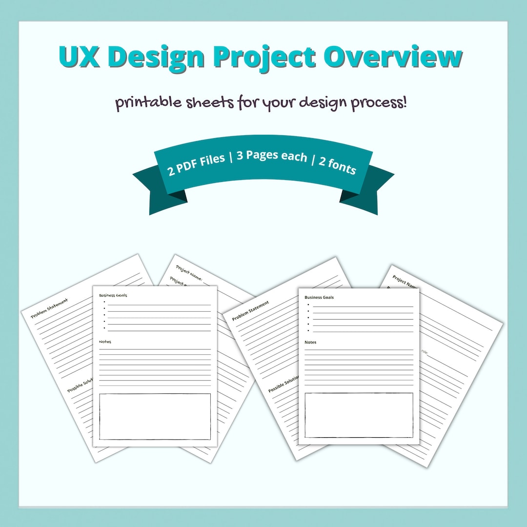 UX Design Project Overview Template | Printable for UX Designers - Etsy