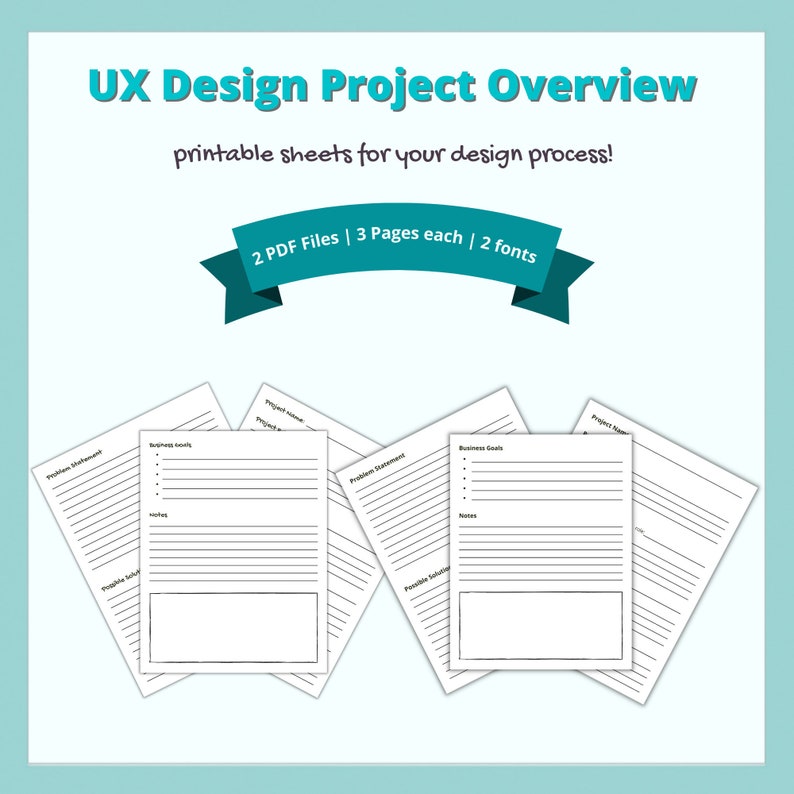 UX Design Project Overview Template | Printable for UX Designers - Etsy