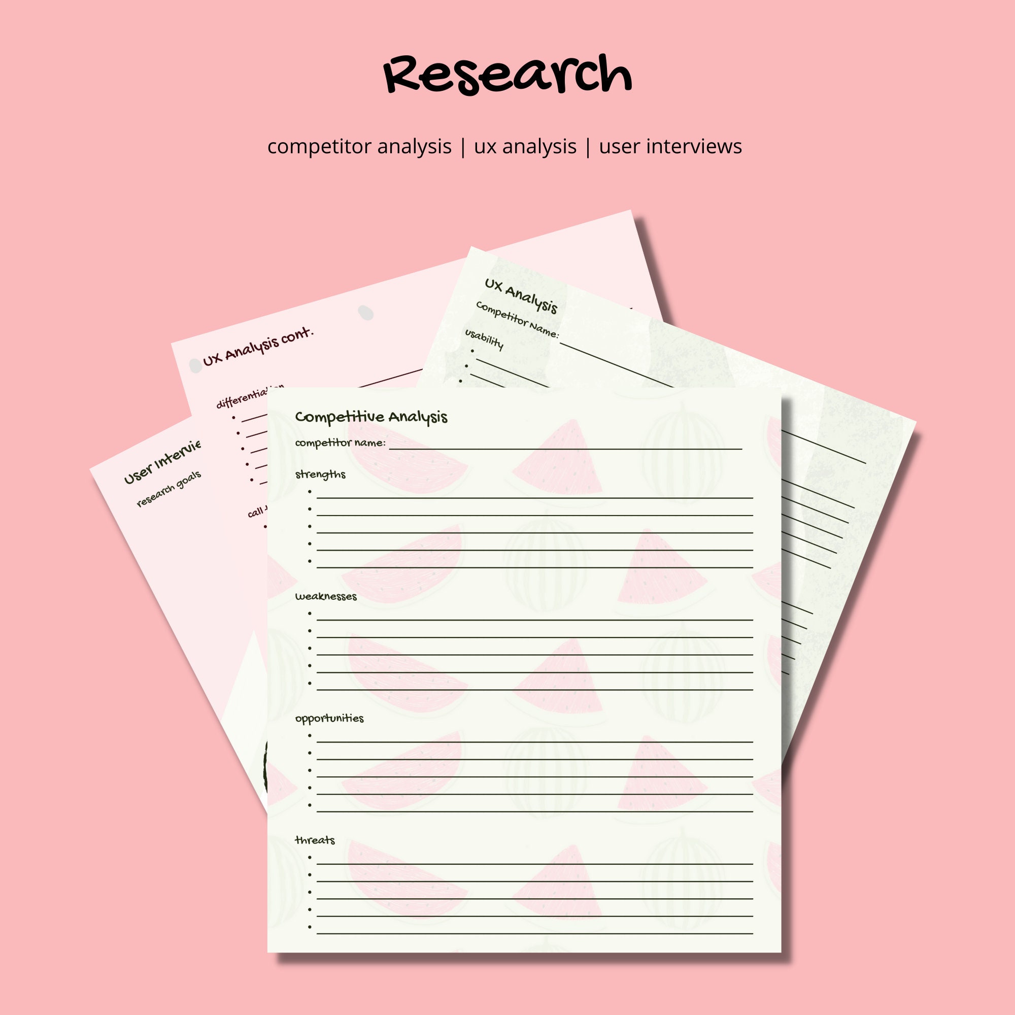 UX Design Planner for iPad | Journal for Design Process | Green & Pink ...