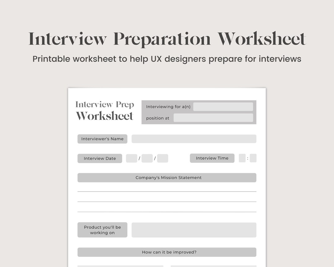 Interview Planner for UX Designers | Printable PDF | Prepare for Your ...
