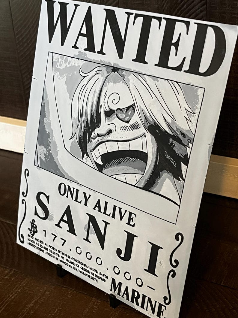 Sanji Wanted Poster Wall Art 3D Printed One Piece Anime Decor Man Cave ...