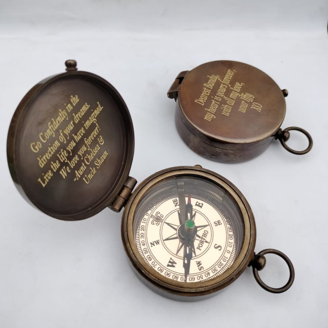 Personalized Brass Compass Anniversary Gifts for Men Brass Compass ...