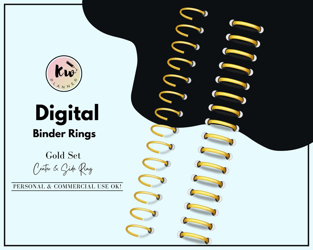 Digital Planner Binder Rings Metallics Gold-goodnotes Center and Side ...