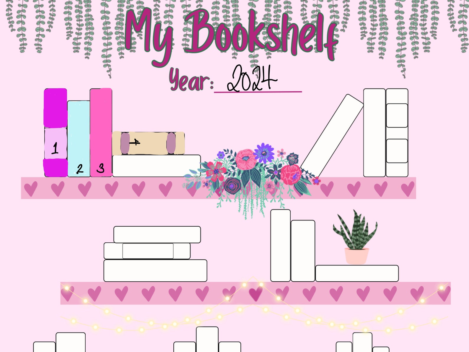 Digital & Printable Bookshelf Cute Girl Aesthetic - Downloadable for ...
