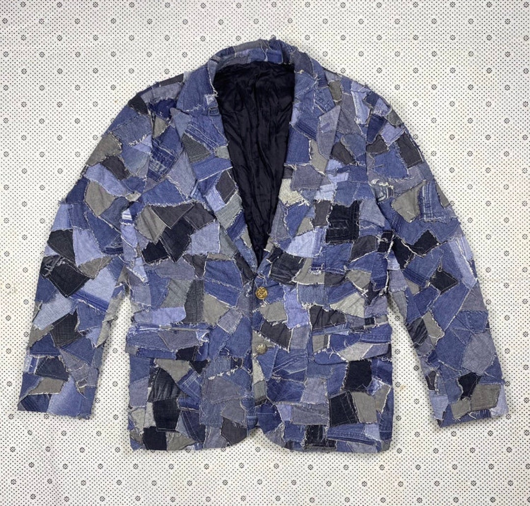 Custom Denim Patchwork Blazer - Etsy