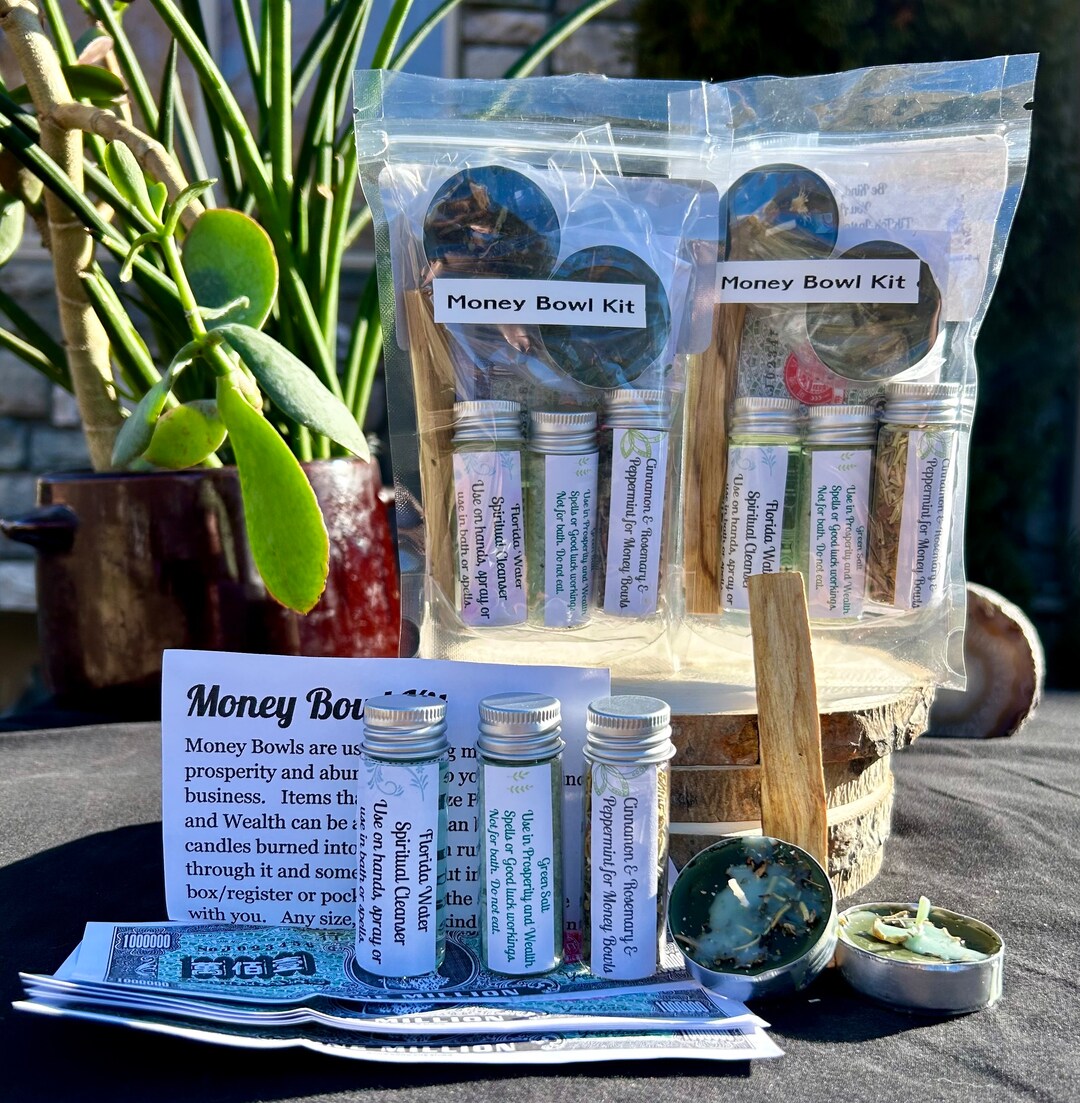 Money Bowl Kit Set-herbs, Spell Candles, Witches Salt, Palo Santo - Etsy