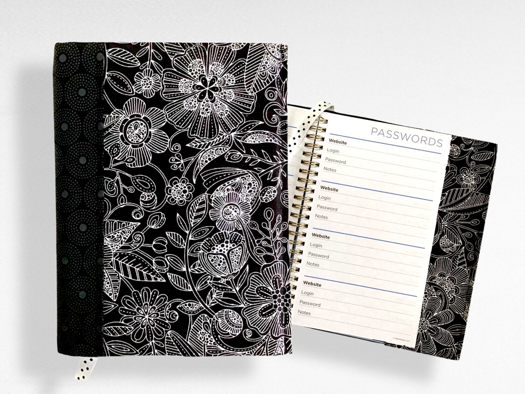 Big Print Address & Password Book, Fabric Covered, Fully Lined, Ribbon ...
