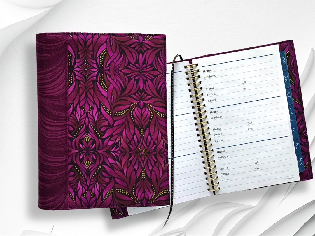 Big Print Address & Password Book, Fabric Covered, Fully Lined, Ribbon ...