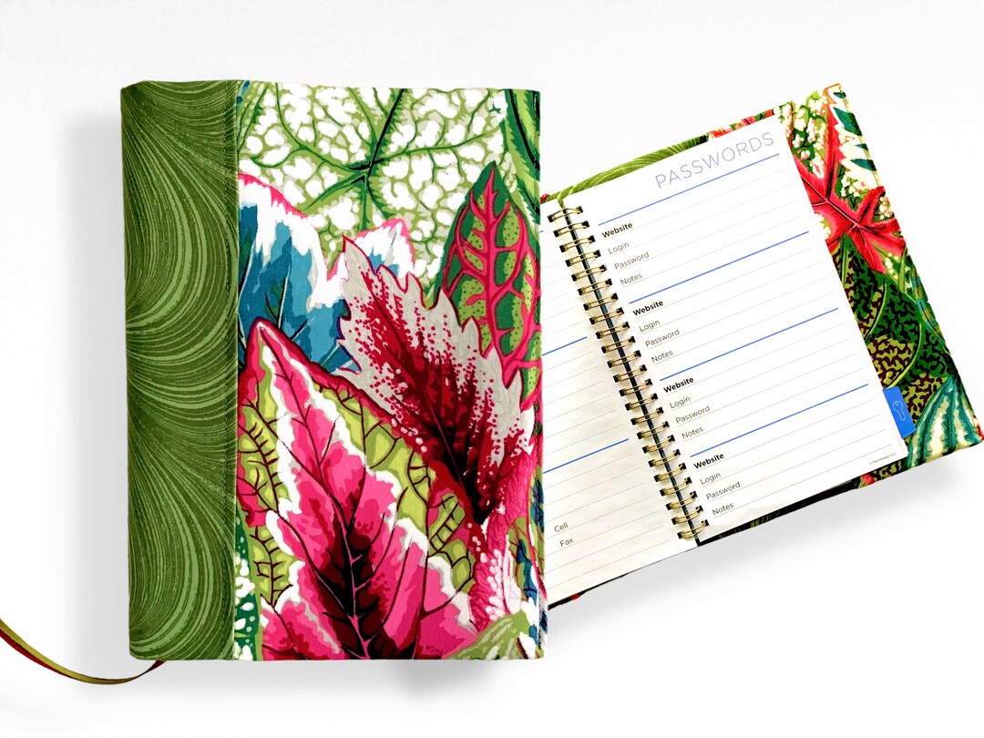 Big Print Address & Password Book, Fabric Covered, Fully Lined, Ribbon ...