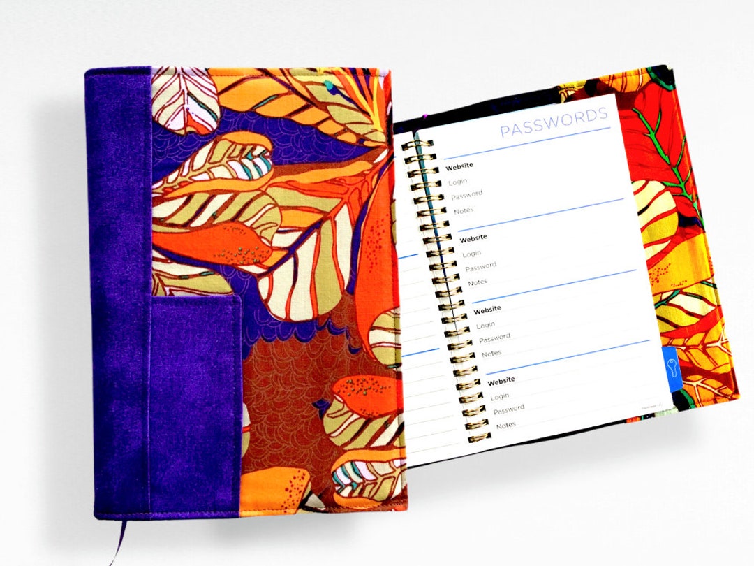 Big Print Address & Password Book, Fabric Covered, Fully Lined, Ribbon ...