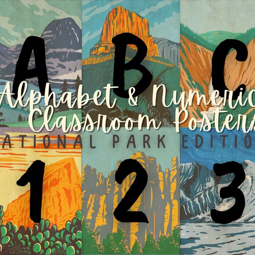 Alphabet & Number Posters National Park Edition White - Etsy