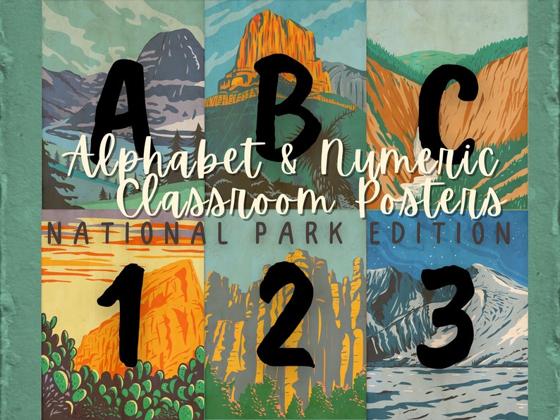 Alphabet & Number Posters | National Park Edition - Black Print ...