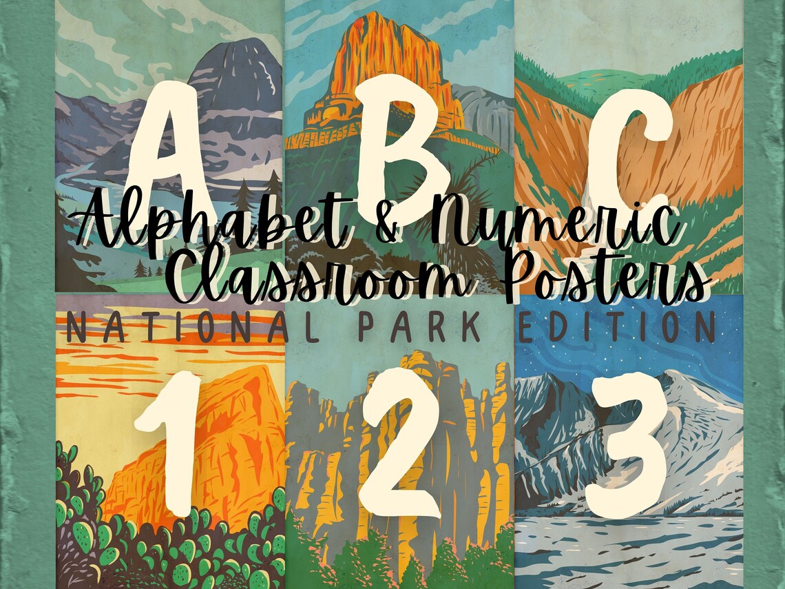 Alphabet & Number Posters National Park Edition White - Etsy