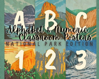 Alphabet & Number Posters | National Park Edition - Black Script ...