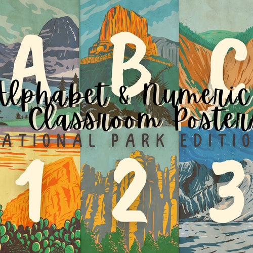 Alphabet & Number Posters National Park Edition White - Etsy