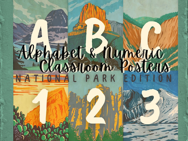 Alphabet & Number Posters | National Park Edition - White Print ...