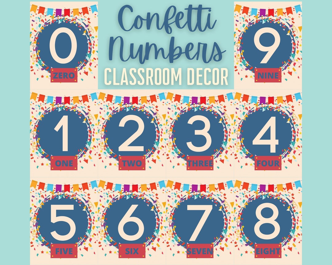 Confetti Collection | Classroom Numbers Printable Decor | Digital ...