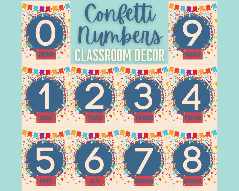 Confetti Collection | Classroom Numbers Printable Decor | Digital ...