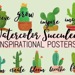 Watercolor Succulents | Inspirational Posters Set of 14 | Classroom ...