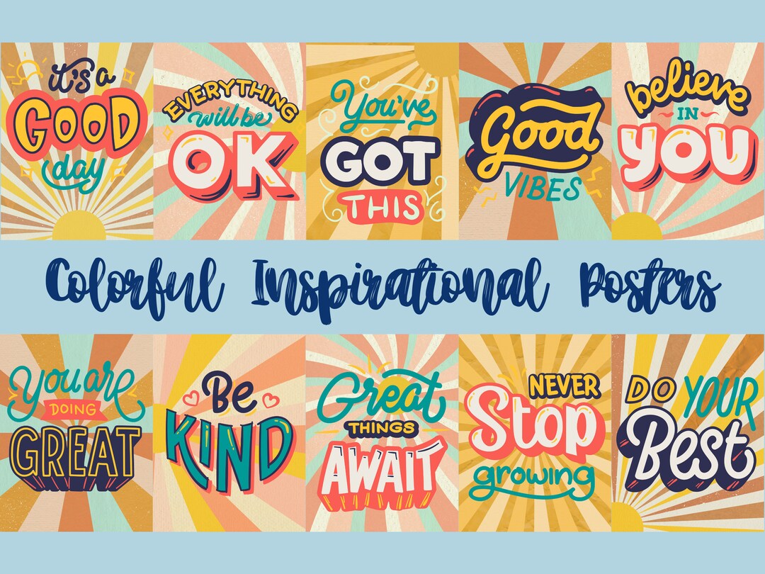 Colorful Inspirational Posters | Set of 10 | Classroom Decor | Digital ...
