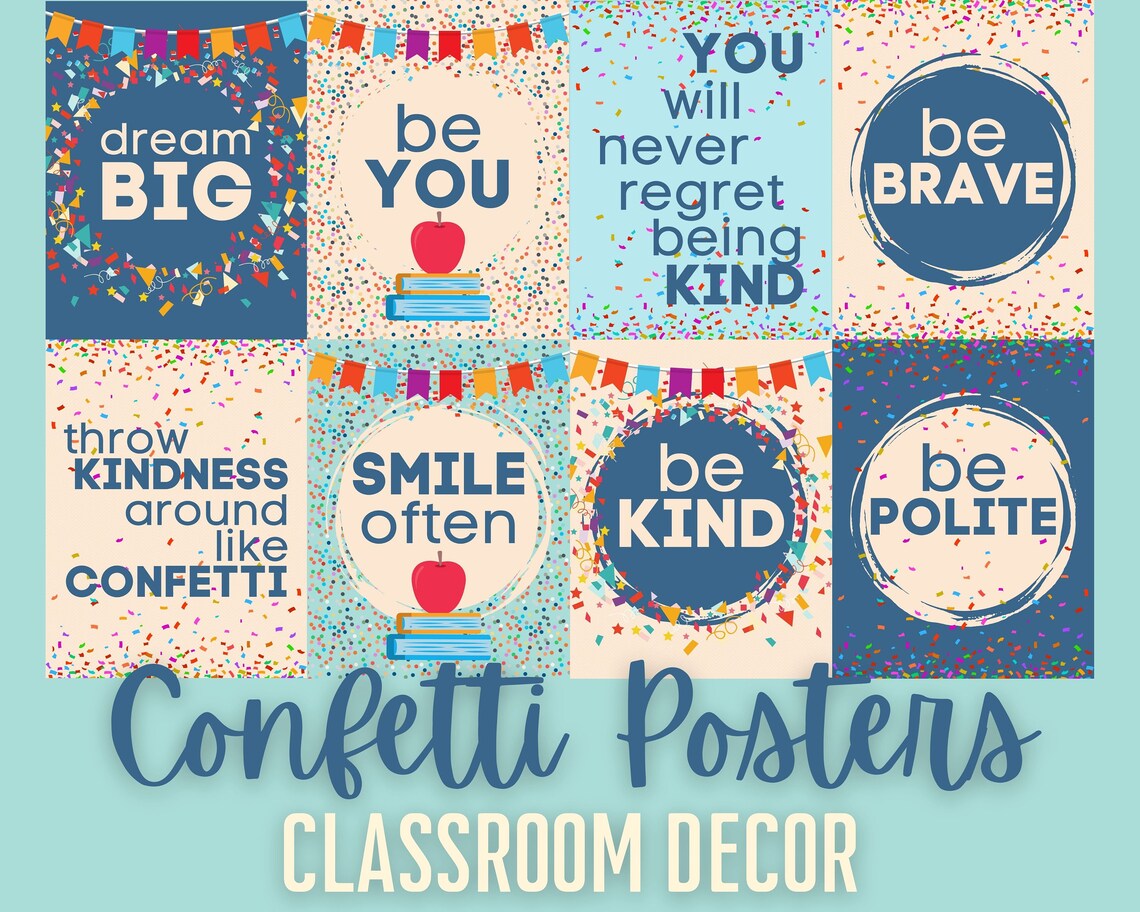 Colorful Confetti Collection | Classroom Inspirational Posters Printable Decor | Digital ...