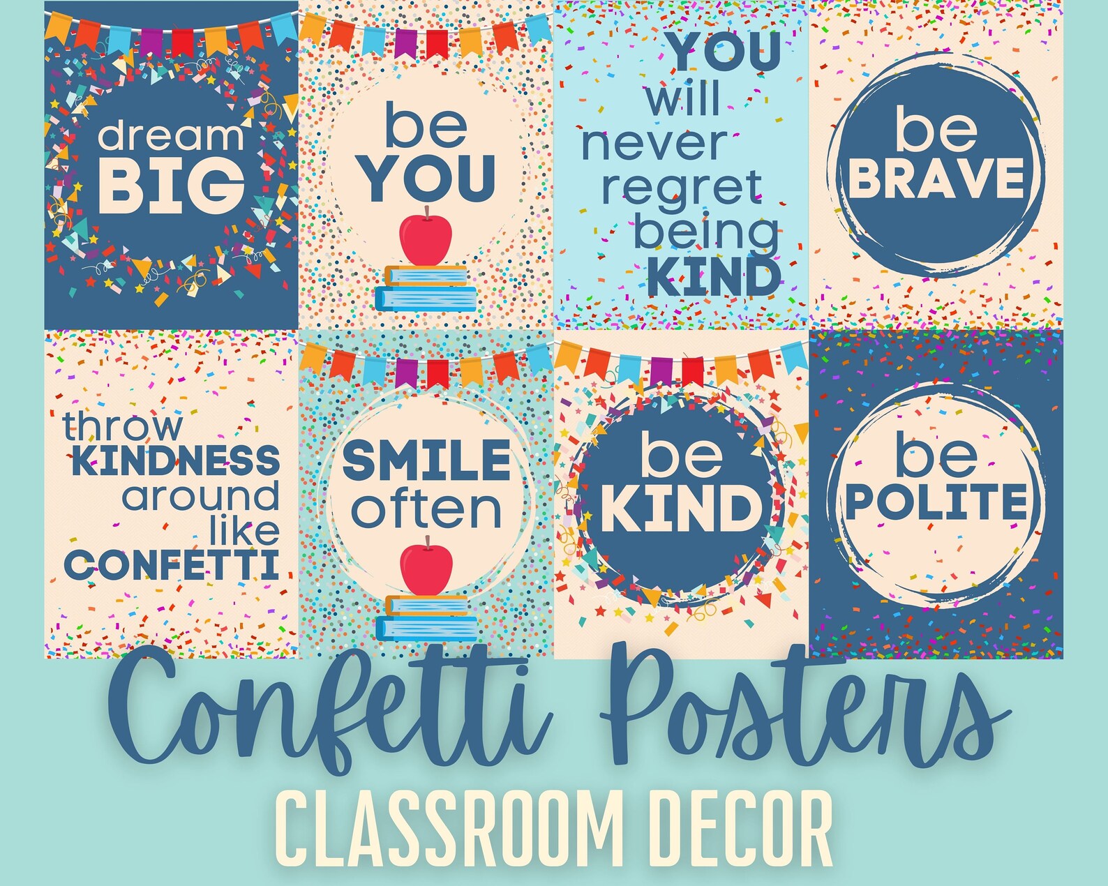 Colorful Confetti Collection Classroom Inspirational Posters | Etsy