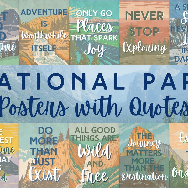 Alphabet & Number Posters National Park Edition White Print Capital ...