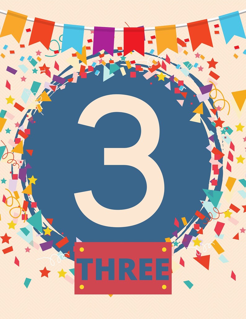 Confetti Collection Classroom Numbers Printable Decor Digital Download ...