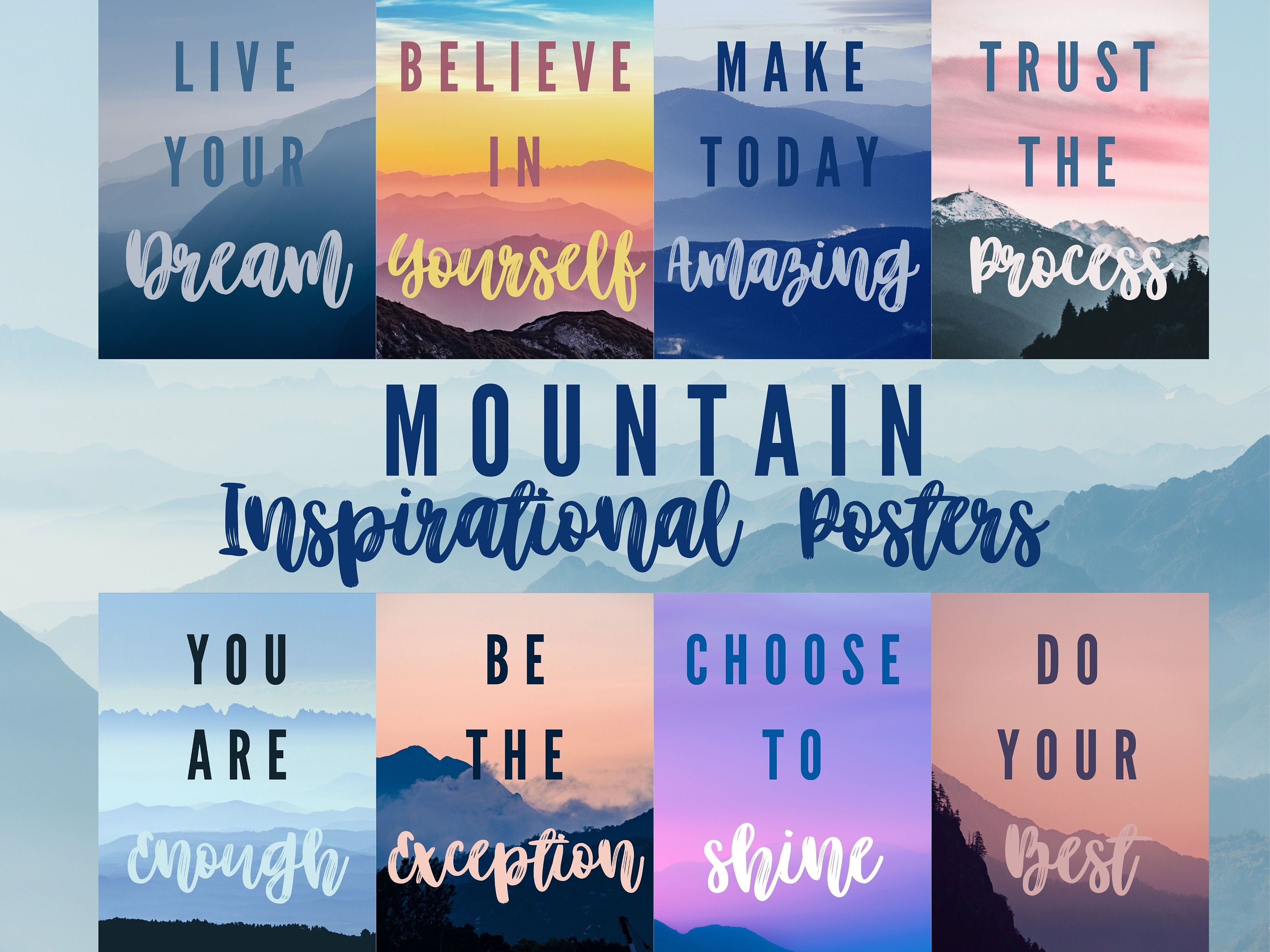 Mountain Themed | Inspirational Posters Set of 8 | Classroom Decor ...