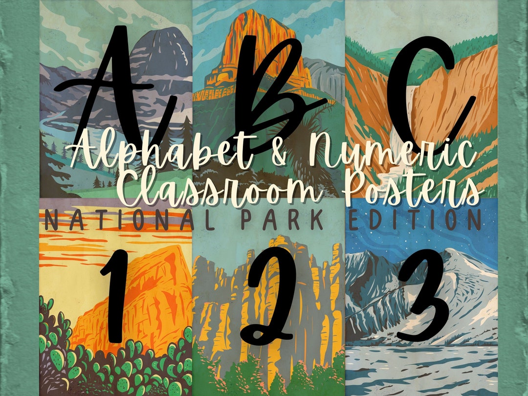 Alphabet & Number Posters | National Park Edition - Black Script ...