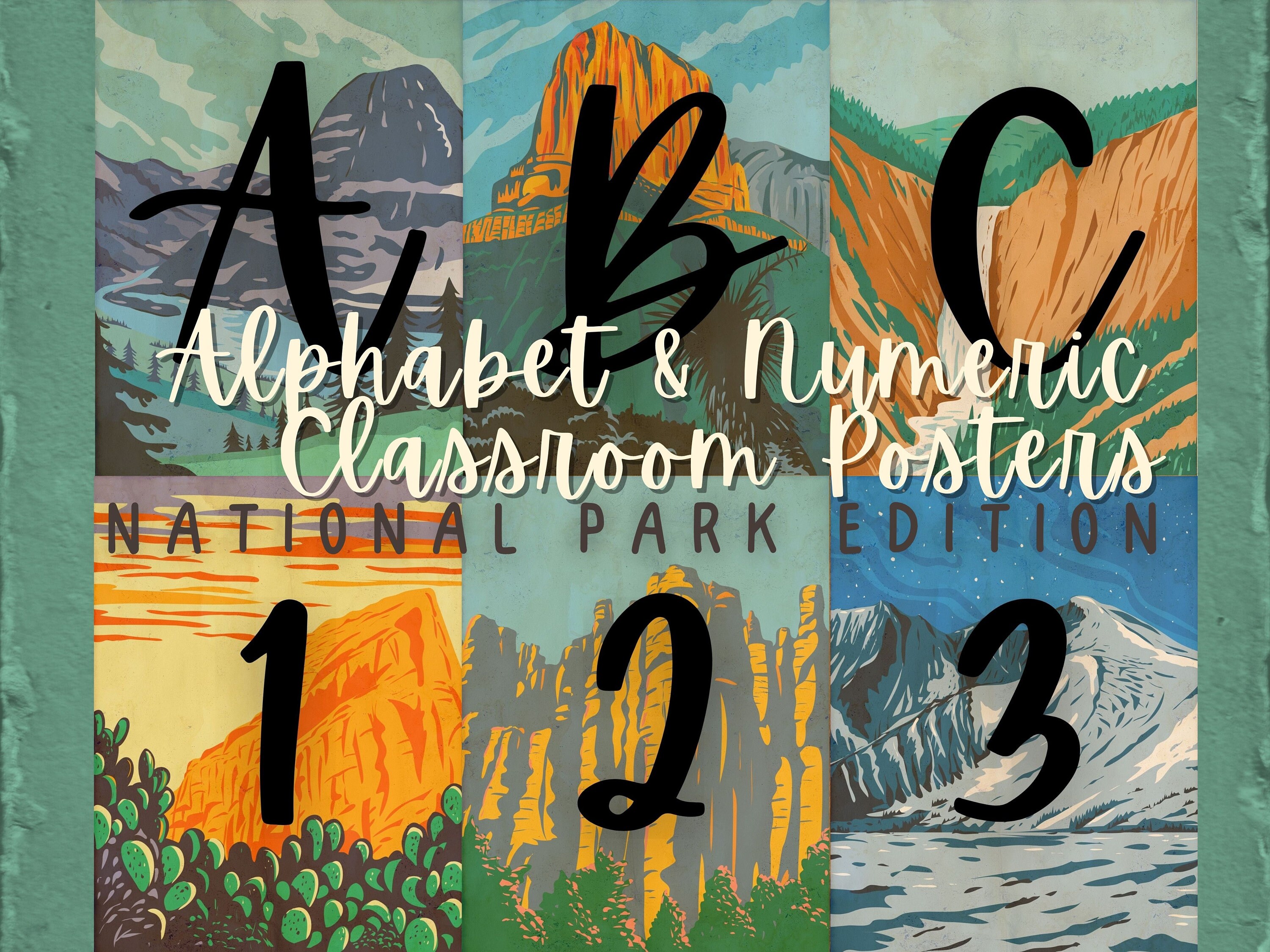 Alphabet & Number Posters | National Park Edition - Black Script ...
