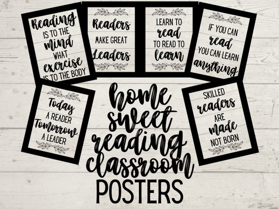 Home Sweet Reading Classroom Theme Posters Set of 6 - Etsy