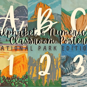 Alphabet & Number Posters | National Park Edition - White Script ...
